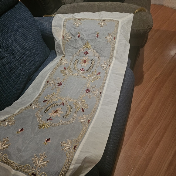 Dining | Ivory Linen Table Runner Rectangular Machine Embroidery Table ...